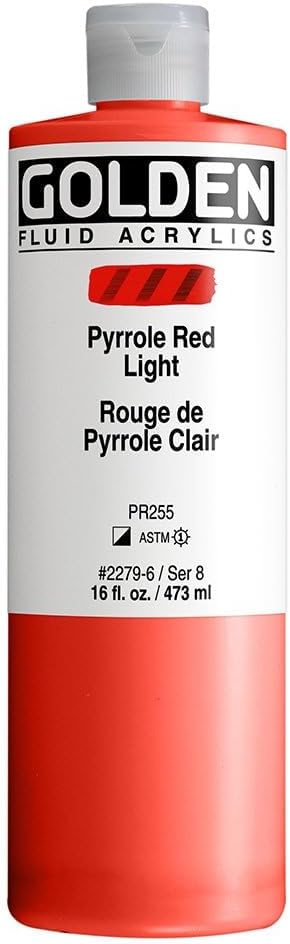 Amazon.com: GOLDEN Fluid Acrylics, Pyrrole Red Light, 16 fl. oz. Bottle ...