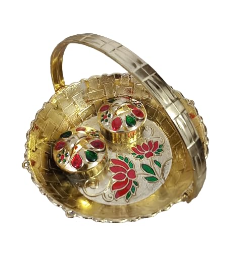 Multi colour mini pooja Thali 4" : Amazon.in: Home & Kitchen