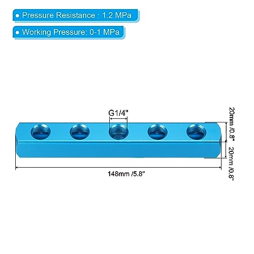 PATIKIL 5 Way 8 Port Air Manifold, 3 Pack G1/4 Inch Aluminum Air Hose ...