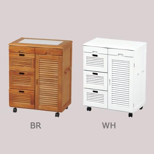 Amazon | キッチンカウンター ウッドプロダクツ キッチン 収納 キャスター付き 桐材 MUD-6717-LBR | N-STYLE ...