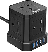 Cube Extension Lead with USB Slots, 5 Way Plug Extension with 4 USB(3 ...