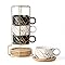 Amazon.com | LUKA 6 Ounce Porcelain Stackable Espresso Cups with ...