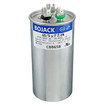 BOJACK 65+5uF 65/5MFD ±5% 370V/440V CBB65 Dual Run Circular Start Capacitor for AC Motor Run or ...