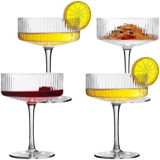 Amazon.com | MLTS - Ribbed Champagne Coupe Glassware | Crystal Clear ...