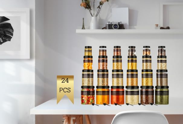 Buy RABBY Plastic Pet Storage Jar and Container Set of 24 (250ml, 350ml ...