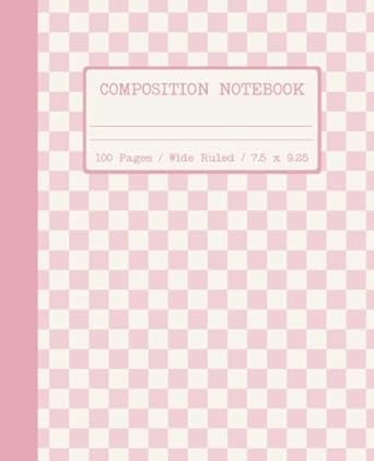 Amazon.com: Composition Notebook Wide Ruled: Cute Preppy Pink Check ...
