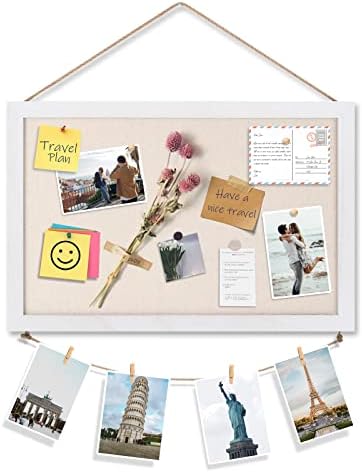 Emfogoo Cork Board with Linen 40x30cm Pin Notice Board for Home Bedroom ...