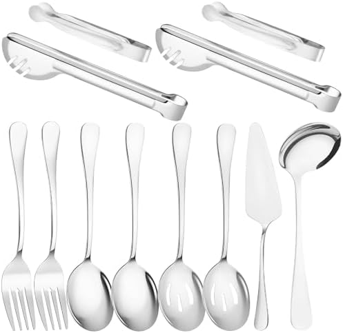 Amazon.com: 12 Pcs Silver Serving Utensils Set - Stainless Steel Large ...