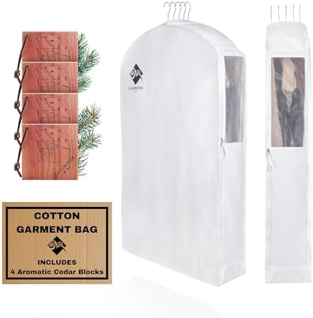 Amazon.com: Premium 40” Short Cotton Garment Bag For Hanging Clothes ...