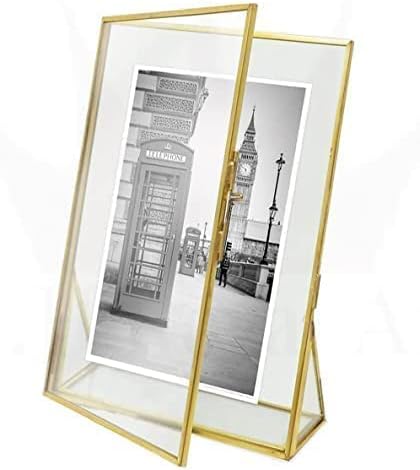 HUWIX Home Decor Glass and Metal table top Picture Frame with 2 Sides ...