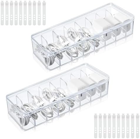 Amazon.com: Oungy 2 PCS Plastic Cable Management Box, Clear Cable ...