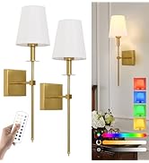 Battery Operated Wall Lights Indoor, USB Rechargeable Wall Light with ...