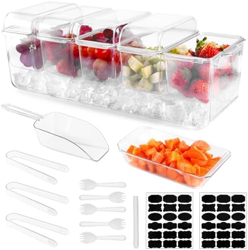 Amazon.com: FHJP Ice Chilled Condiment Caddy with 5 Containers ...