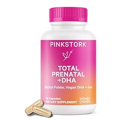 Amazon.com: Pink Stork Total Prenatal Vitamins with DHA, Folate, Iron ...