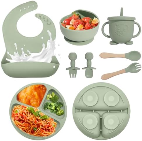 Baby Led Weaning Supplies, 8 Piece BPA-Free Silicone Feeding Set ...