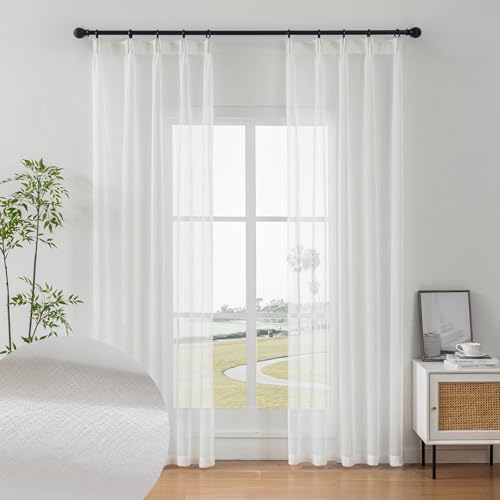 Amazon.com: Ftinala Off White Sheer Curtains 90 Inches Long 2 Panels ...