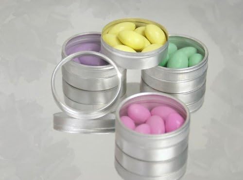 Amazon.com: 100 Silver Round MINT TIN Wedding Party Favor Boxes : Home ...