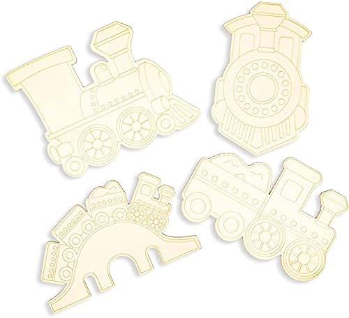 Amazon.com: 30 Pack 4 Inch Unfinished Wood Train Cutouts Crafts Wooden ...