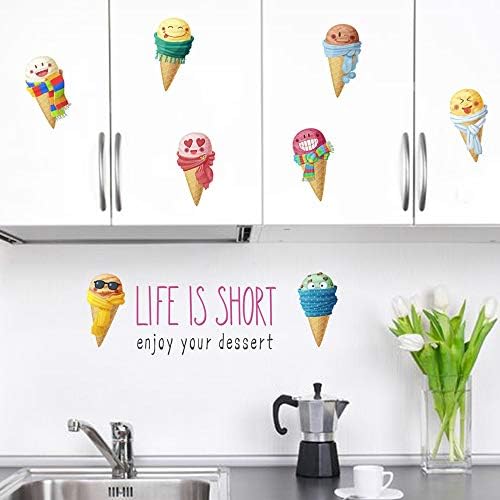 PLIGREAT 136 Pcs Colorful Candy Ice Cream Donut Wall Stickers Removable ...