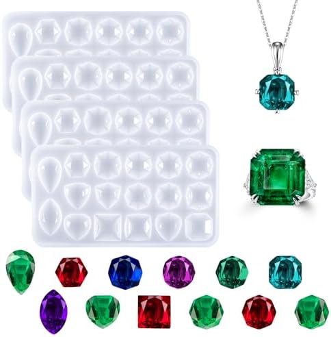 Amazon.com: 4 Pcs Resin Jewelry Molds, Clear Gem Molds Jewelry Silicone ...