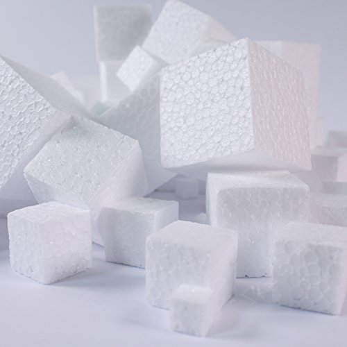 White Styrofoam Polystyrene Cubes for Kids Modelling Pack of 100 3D ...