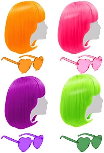 Amazon.com : Short Bob Wig,4 Pieces Colorful Wigs,Cosplay Wigs 12 ...