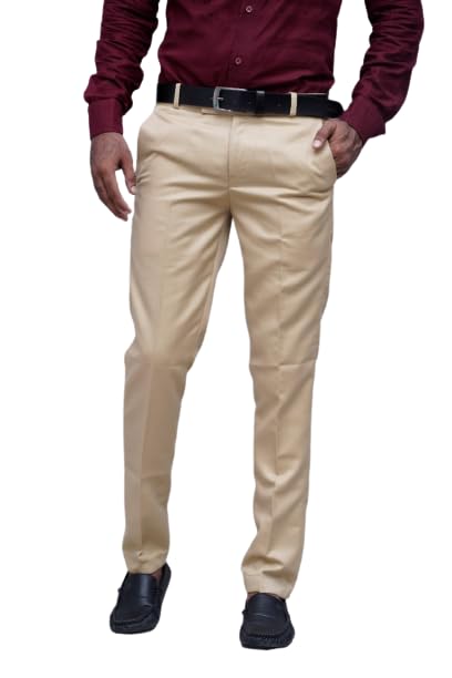 Buy Men's Regular Poly Cotton Formal Pant | Comfortable & Breathable ...