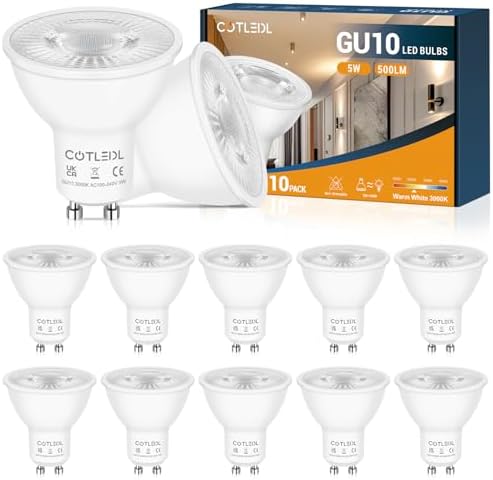 COTLEDL GU10 LED Bulbs Warm White, 5W 500 Lumen Spot Light Bulb 3000K ...
