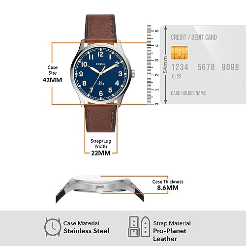 Fossil Dayliner Men's Watch with Slim Case and Genuine Leather Band ...