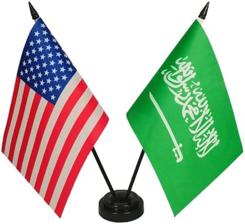 Amazon.com: US American & Saudi Arabia Friendship Table Flag, Arabian ...