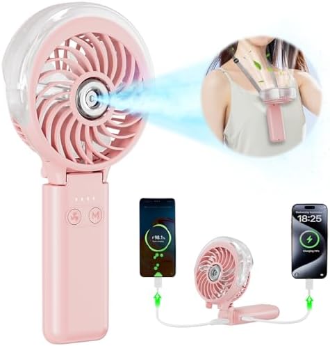Amazon.com: MORECORE Portable Handheld Misting Fan, Battery Operated ...