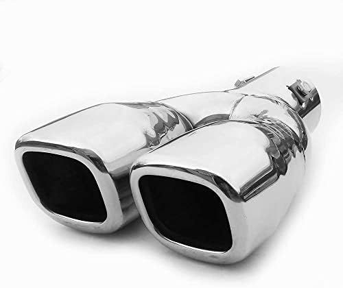 Double Dual Twin Exhaust Tip Trim End Pipe Tail Sport Muffler Stainless ...