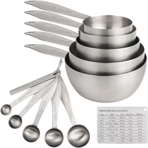 Smithcraft Measuring Cups and Spoons Set 18, Stainless Steel Measuring ...