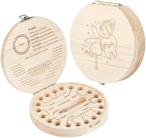 Amazon.com: Annhua Tooth Fairy Tooth Holder Wooden Umbilical Cord ...