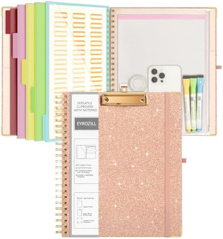 Amazon.com : EYROZILL Clipboard Folio with Refillable Lined Notepad for ...