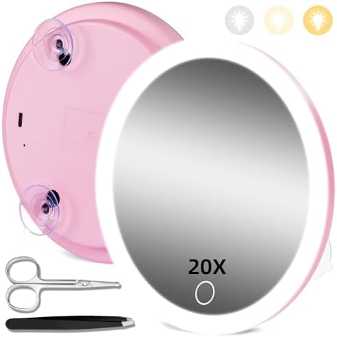 Amazon.com : JJhxr 20X Concave Magnifying Mirror with Lights, 3-Color ...