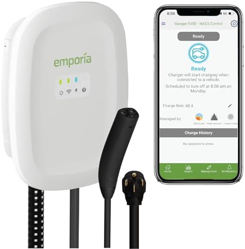 Emporia EV Charger Level 2, 48 amp Indoor/Outdoor Electric Car Charger ...