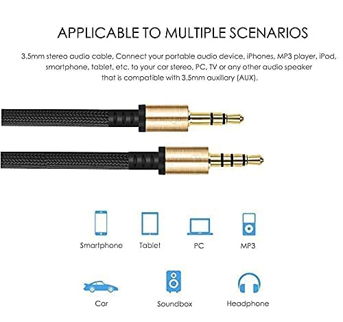 Aux Audio Cable with Microphone and in-line Control, 3.5mm Male to Male ...