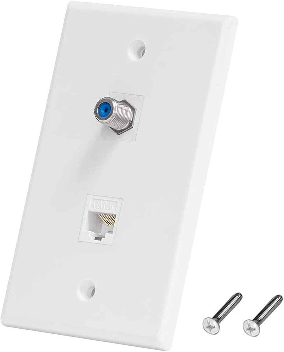 Amazon.com: Ethernet Coax Wall Plate, BARDESTU 1 Cat6 Cable Port and 1 ...