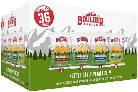 Amazon.com: Boulder Canyon Kettle Style Variety Pack Potato Chips, 1 oz ...