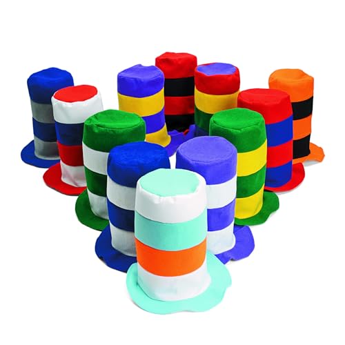 Fun Express 12" x 24" Colorful Striped Felt Stovepipe Hats - Want It All