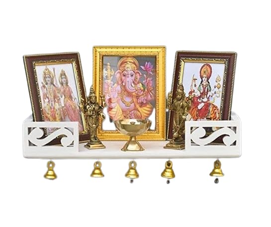 SKY STAR HANDICRAFTS Wall Shelf Home Temple Bell Shelf, Pooja Ghar, MDF ...