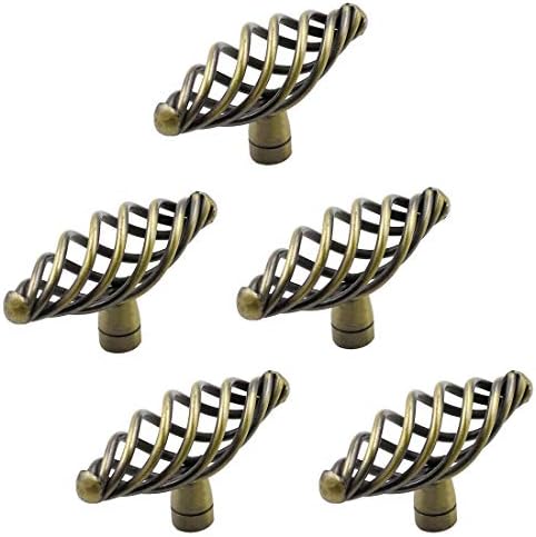 Mecion 5 Pcs Antique Brass Birdcage Knobs Oval Kitchen Cabinet Drawer Hardware Pull Handles ...