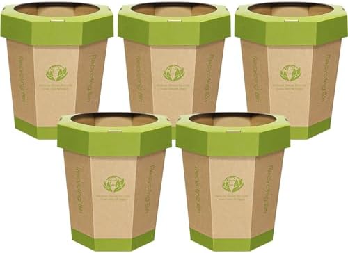 5 Pack Cardboard Trash Cans 3-Gallon (12L) - Reusable, Foldable ...