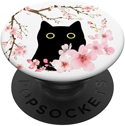 Amazon.com: Cute Pink Japanese Cherry Blossom Black Cat Aesthetic ...