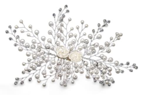 Silver plated beaded Tiara comb.Indo Western Fancy Hair Clip/side pin ...