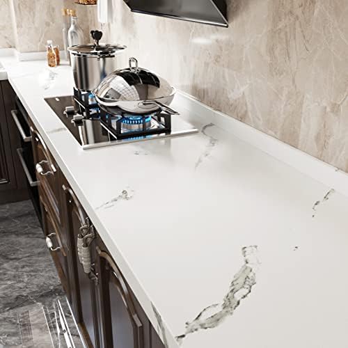 Amazon.com: White Contact Paper Peel and Stick Countertops Modern ...
