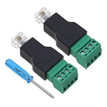 Amazon.com: ECSiNG 2Pcs RJ11 Public to 4-pin Female Telephone Line Connector with Bolt Driver ...