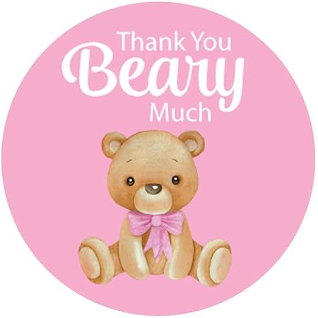 Amazon.com: 2.4 Inch Thank You Beary Much sitcker,Baby Gril Thank You ...