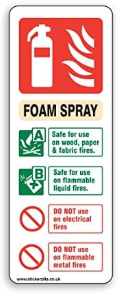 Foam Spray, Fire Extinguisher ID Sign - [100mm x 280mm] Adhesive ...